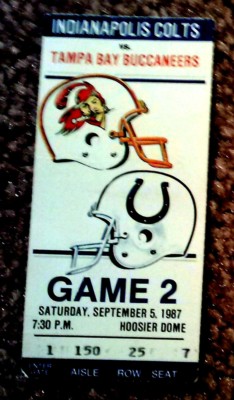 INDIANAPOLIS COLTS TICKET STUB v TAMPA BAY BUCCANEERS 1987 - RARE ...