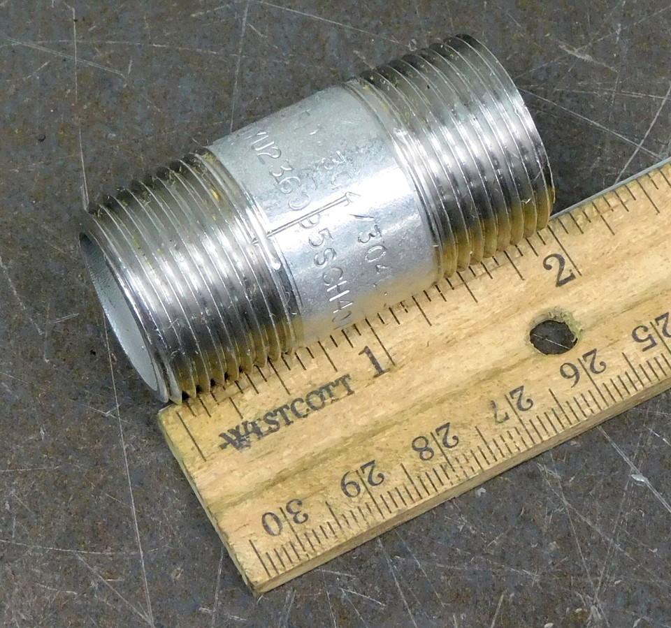 Merit - 304/304L Pipe Nipple Stainless 3/4 in NPT 2 in Length Lot of ...