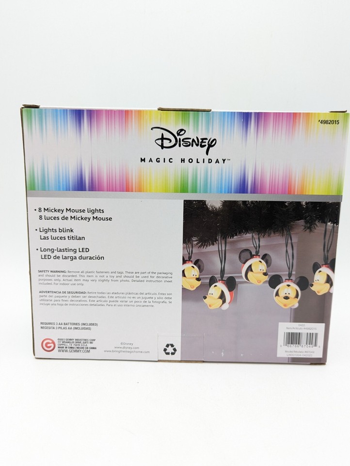 8 Disney Magic Holiday Blinking Mickey Mouse LED Light String 4982015 ...