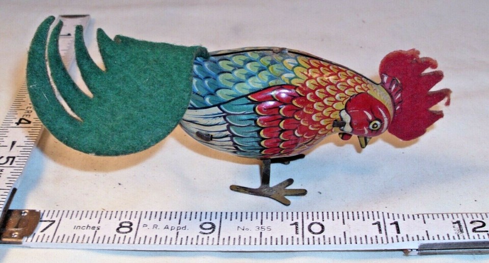 WALKING PECKING ROOSTER TIN WIND UP TOY KOHLER WEST GERMANY WORKS | eBay