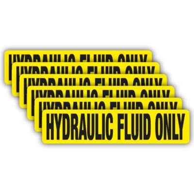 (6) Hydraulic Fluid Only Decal VINYL STICKER Label Safety heavy helmet ...