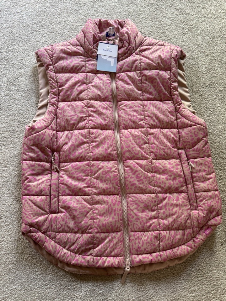 Women's Quilted Pink Leopard Puffer Vest - JoyLab XS New | eBay