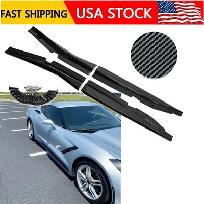 CARBON LOOK Side Skirts Extensions Rocker Panel For 2014-2019 Chevy ...