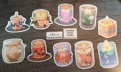 Candles - Decorated - Stickers Lot #1 - 10 pcs. *Sticker sizes are ...