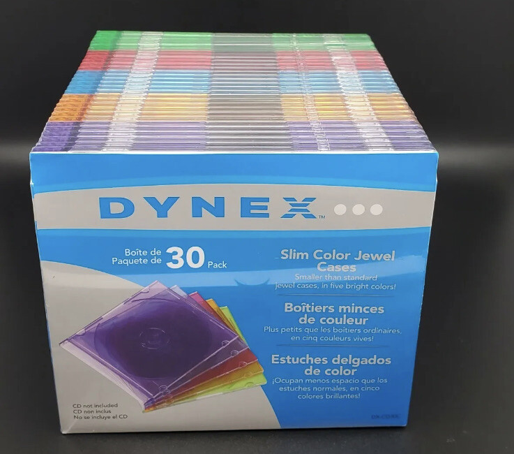 Dynex DX-CD30C 30-Pack DVD/CD-ROM Disc Slim Color Jewel Case Assorted ...