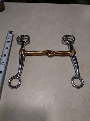 HORSE BIT Copper Bit Straight Shank Double Rein Made USA. 5 Inch Mouth ...