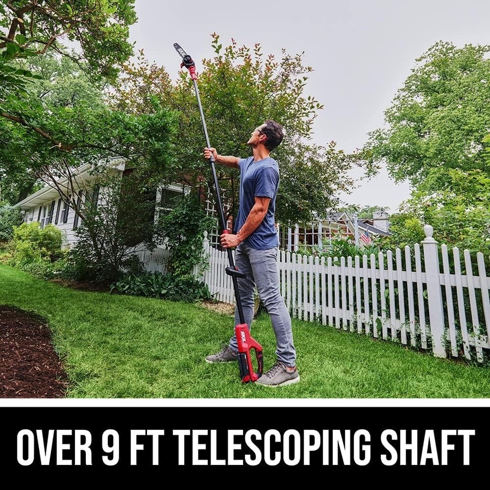 40V Cordless Pole Saw Aluminum 10'' Brushless Motor Telescoping Tree ...