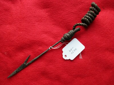 NORTHWEST COAST HARPOON TIP w/ROPE, HAND FORGED METAL SPEAR TIP, WY ...