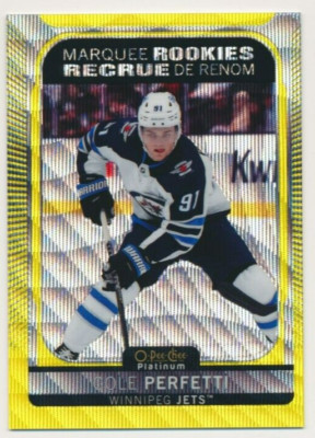 #290 COLE PERFETTI 2021-22 OPC Platinum NEON YELLOW SURGE MARQUEE RC ...