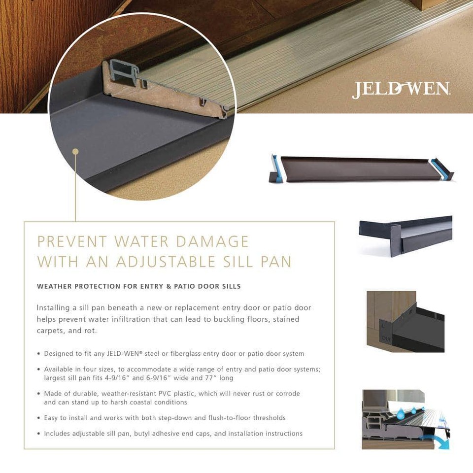 JELD-WEN Sill Pan Kit 4-9/16" x 38-1/2" Waterproof PVC Level Flashing ...