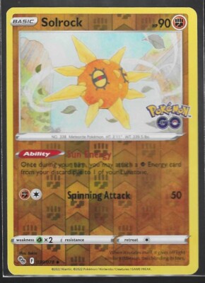 Pokemon TCG Cards Solrock 39/78 Pokemon Go Uncommon REVERSE HOLO NM/M ...