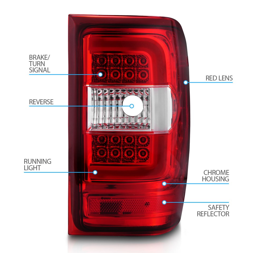 [LED C Light Bar] 2001-2011 Ford Ranger Red Clear Lens LED Tail Lights ...