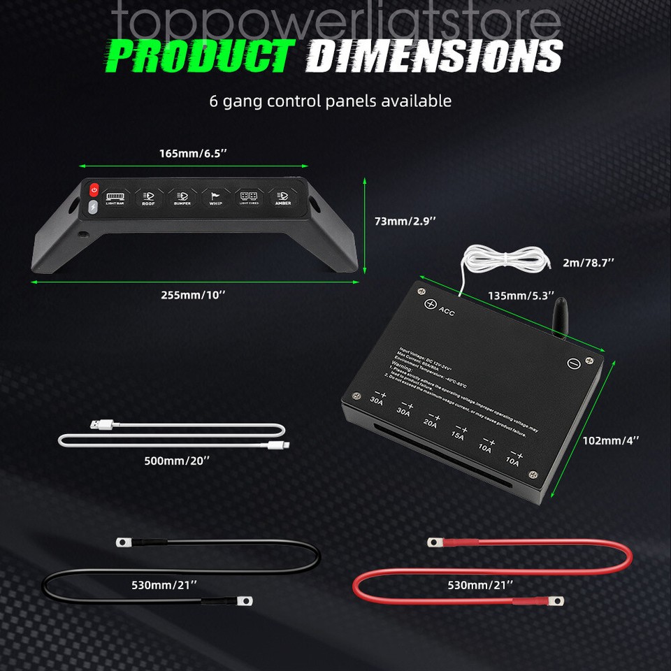 6 Gang Grab Handle Wireless Switch Panel For Jeep Wrangler JL 2018-23 ...