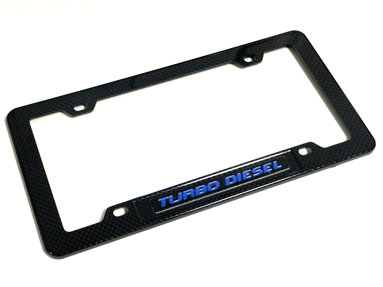 BLACK/BLUE TURBO DIESEL ENGINE LICENSE PLATE TAG FRAME - CARBON FIBER ...