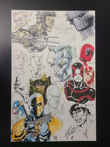 ORIGINAL ART JAM PAGE MULTI SKETCH 11 X 17 HERB TRIMPE BOB LAYTON MOORE ...