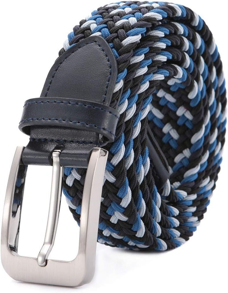 Men's Multicolor Elastic Braided Belts Casual Woven Stretch Belt 34mm ...
