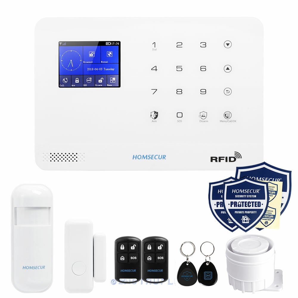 HOMSECUR 3G Wireless Smart Alarm Basic Kit with RFID Keyfobs Multiple ...