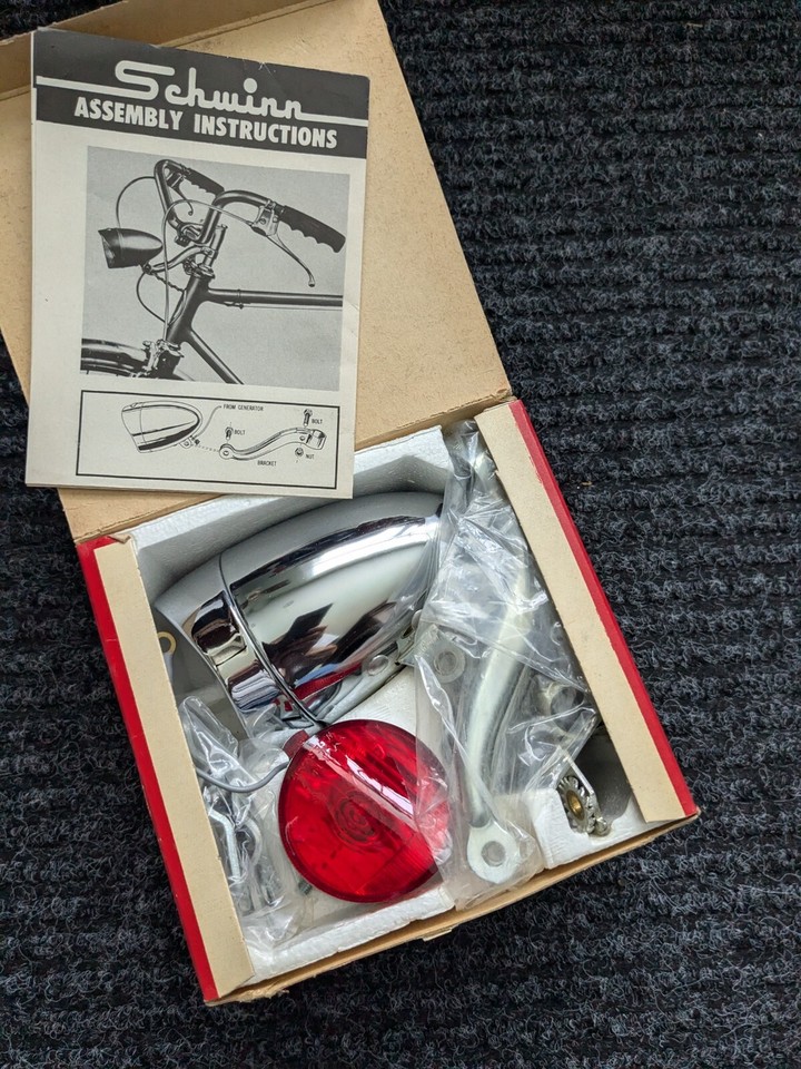 Vintage NOS Schwinn Deluxe Bicycle Generator Light Set 1971 Complete in ...