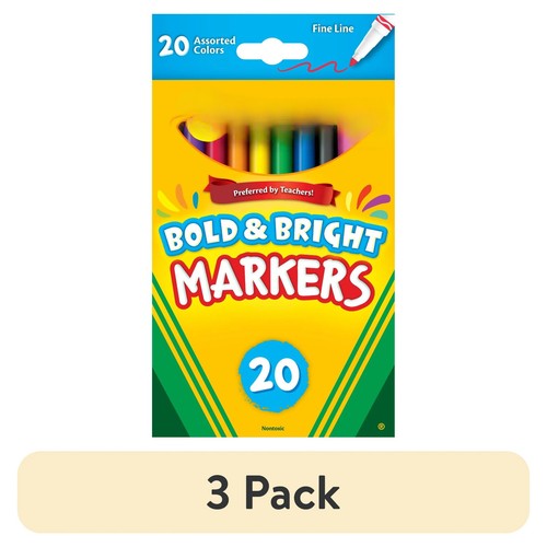(3 pack) 20 Ct Fine Line Classic Markers, Classroom Supplies for ...