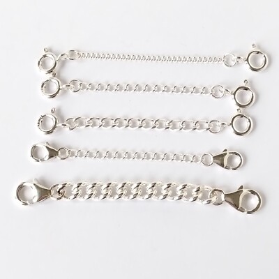 Sterling Silver Strong Curb Extender / Safety Chain 2 Clasps 1" to 4 ...