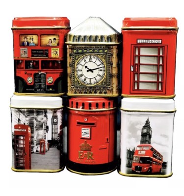 English Tea 6 Mini Caddies London Iconic Bus Telephone Box Big Ben ...