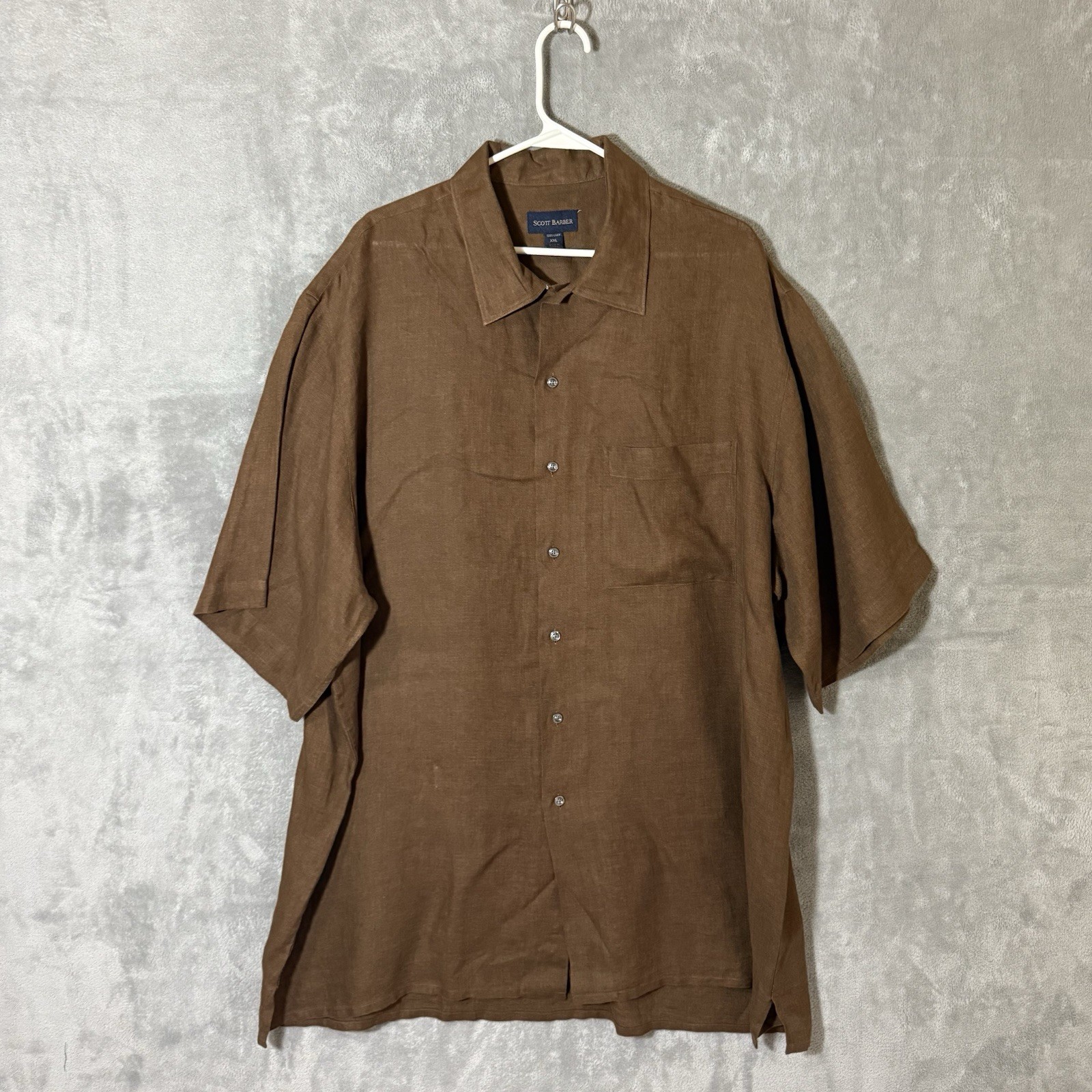 Scott Barber 100% Linen Button Up Shirt Mens Size 2XL… - Gem