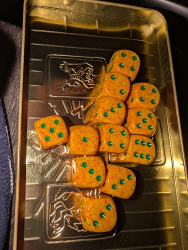 Chessex Speckled LOTUS with Green 12 Dice Set - 6 Sided - 16mm d6 Dice ...