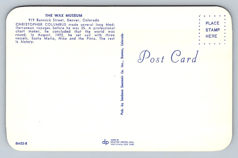 Vintage Christopher Columbus Wax Museum Denver CO Photochrome Postcard ...