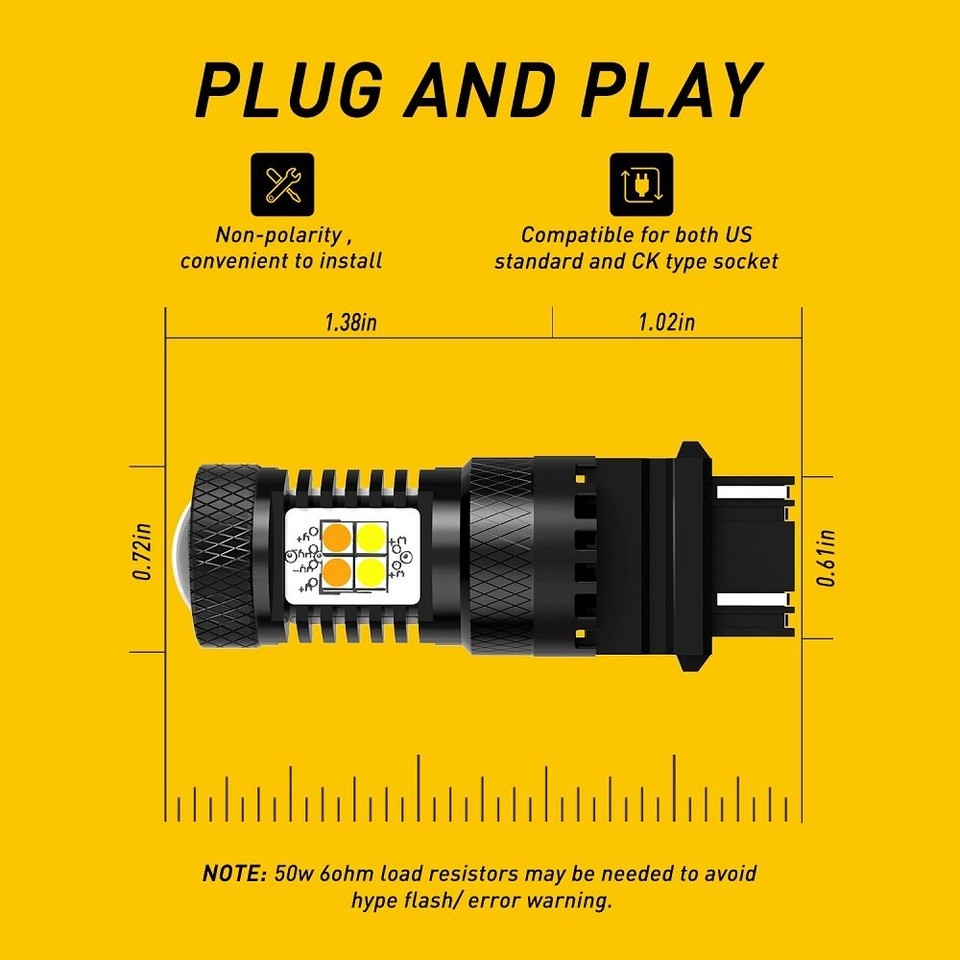 AUXITO 3157 Switchback 3156 Amber White LED Signal Turn Daytime Running ...