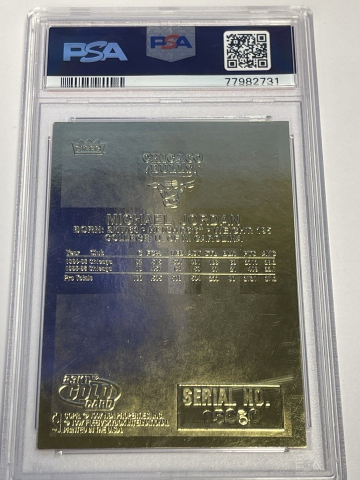 1997 Fleer 23KT Gold Card Michael Jordan /10000 Chicago Bulls PSA 7 ...