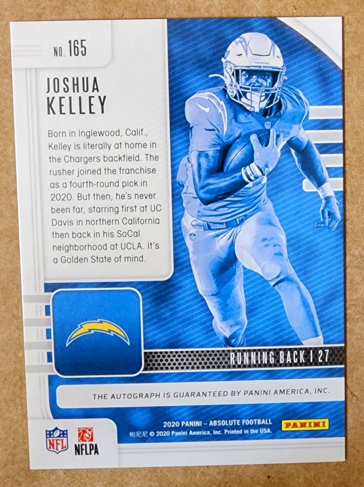 2020 Panini Absolute Signatures Joshua Kelley #165 Orange Mosaic 08/75 ...