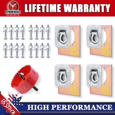 4 Pack Recessed D-Ring Tie Down Anchors Heavy Duty Kit for Trailer or ...