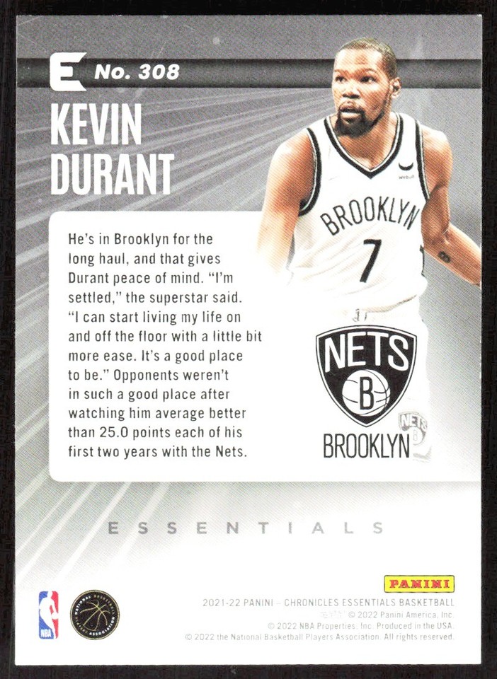 2021-22 9083C Panini Chronicles ESSENTIALS Pink Kevin Durant Brooklyn ...