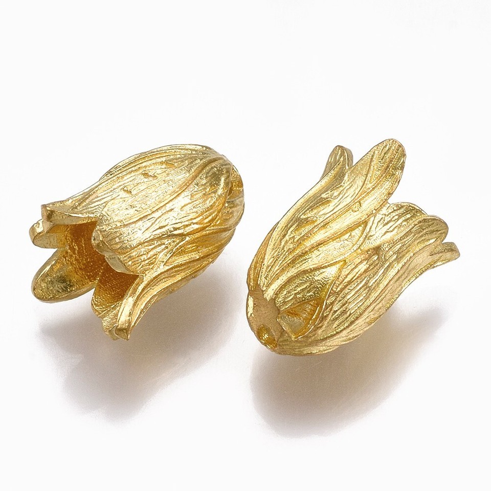 50Pcs Flower Brass Bead Caps For DIY Jewelry Findings Raw(Unplated ...