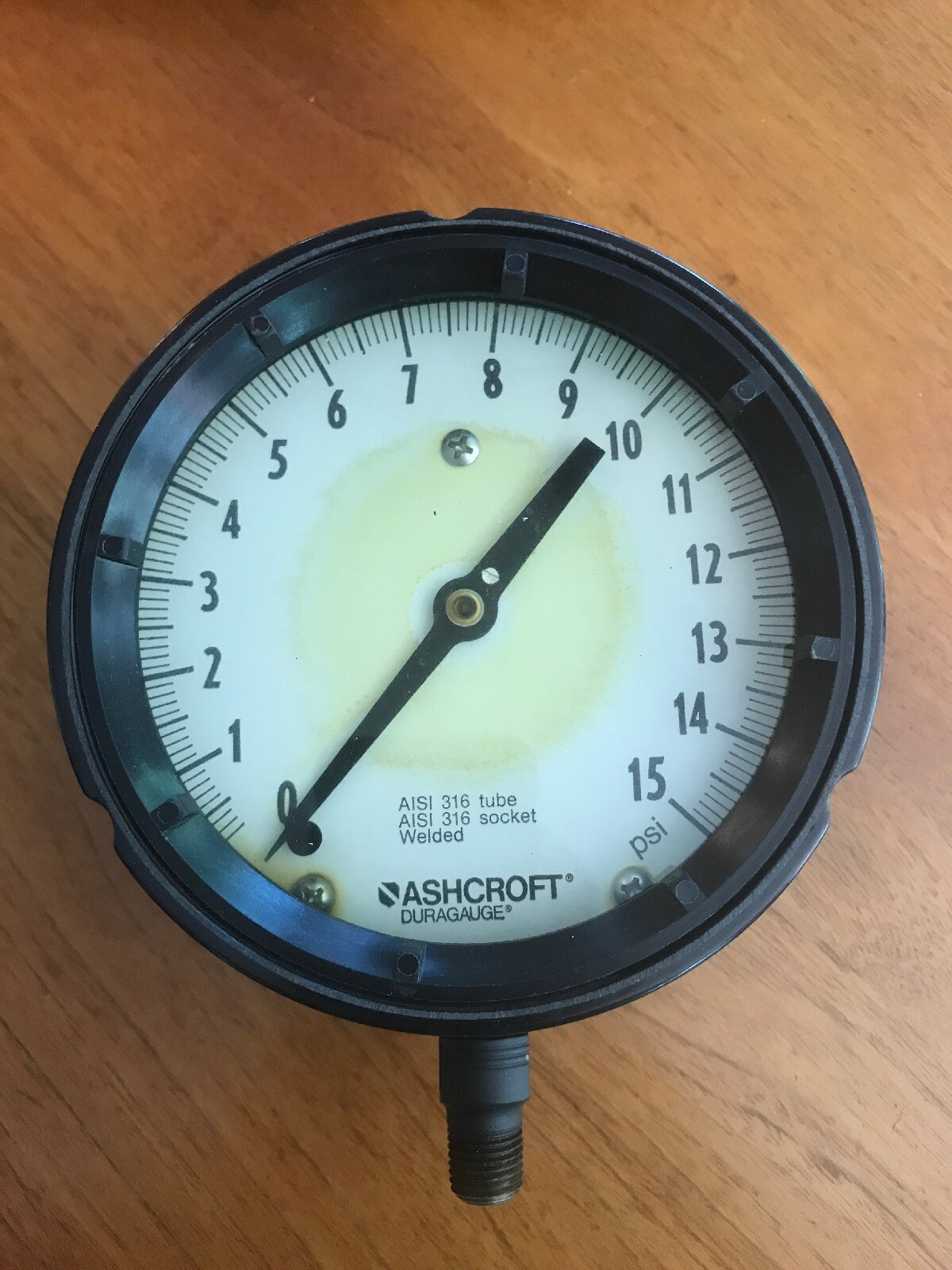 Vintage Black ASHCROFT PRESSURE DURAGAUGE 0-15 PSI 45 1279 SSL 02L ...