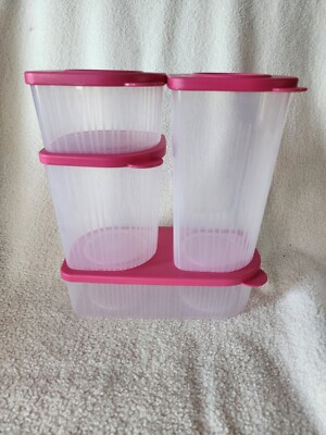Tupperware Fresh 'N Cool Storage Containers Set of 4-NEW Dark Pink | eBay