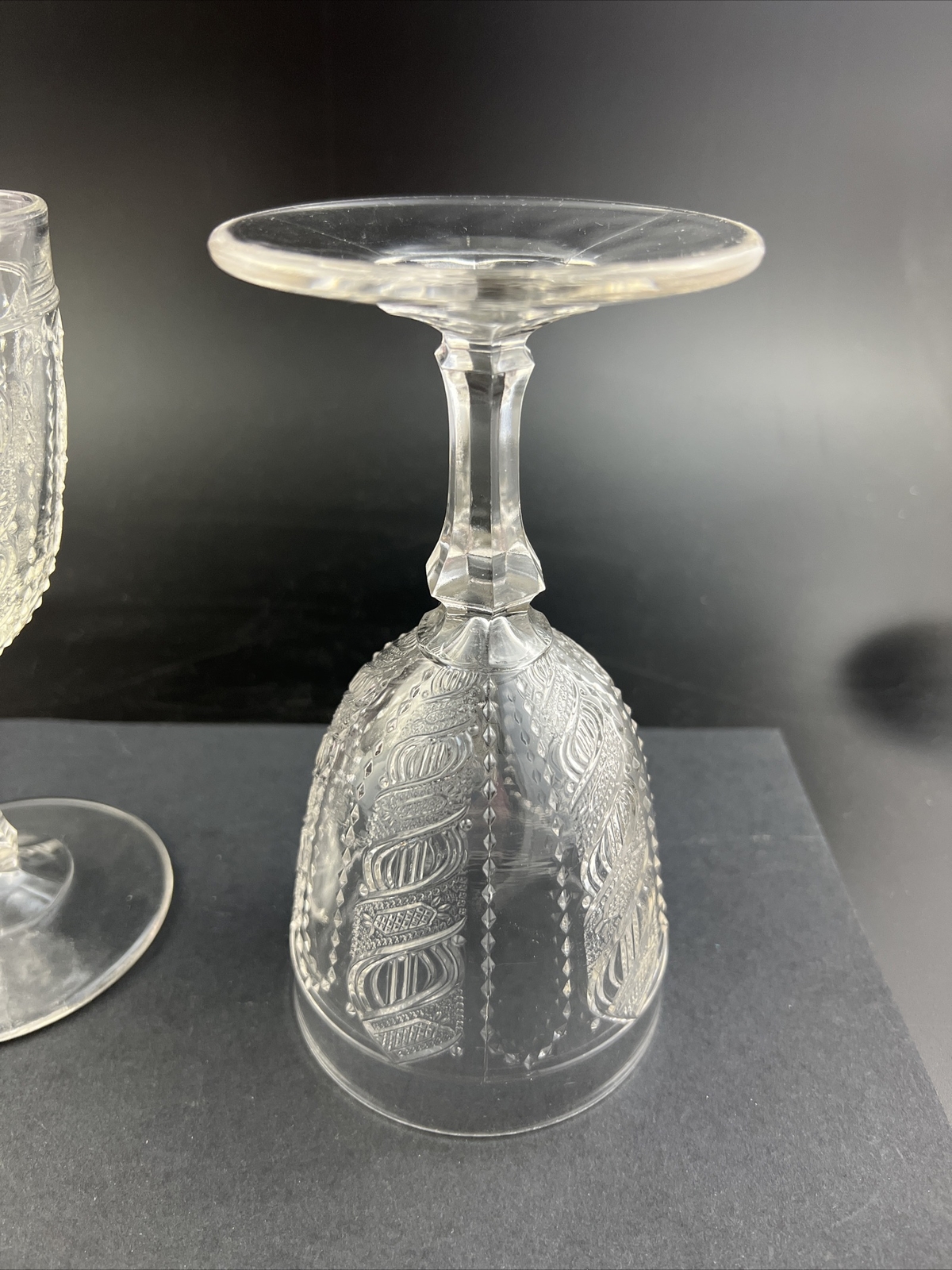 Set of 2 Antique EAPG Bryce Walker Glass COLOSSUS aka Lacey Spiral 6 1/ ...