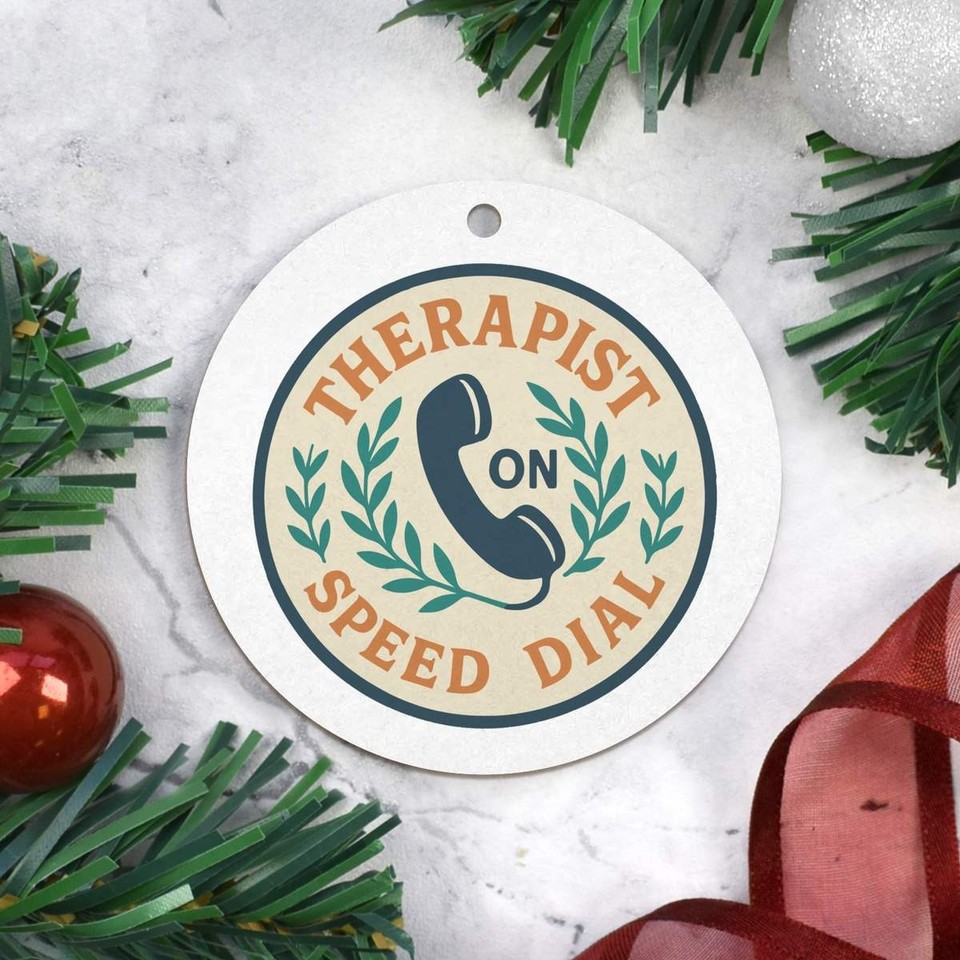 2 x 70mm 'Therapist On Speed Dial' Flat Christmas Baubles (CB00131077 ...
