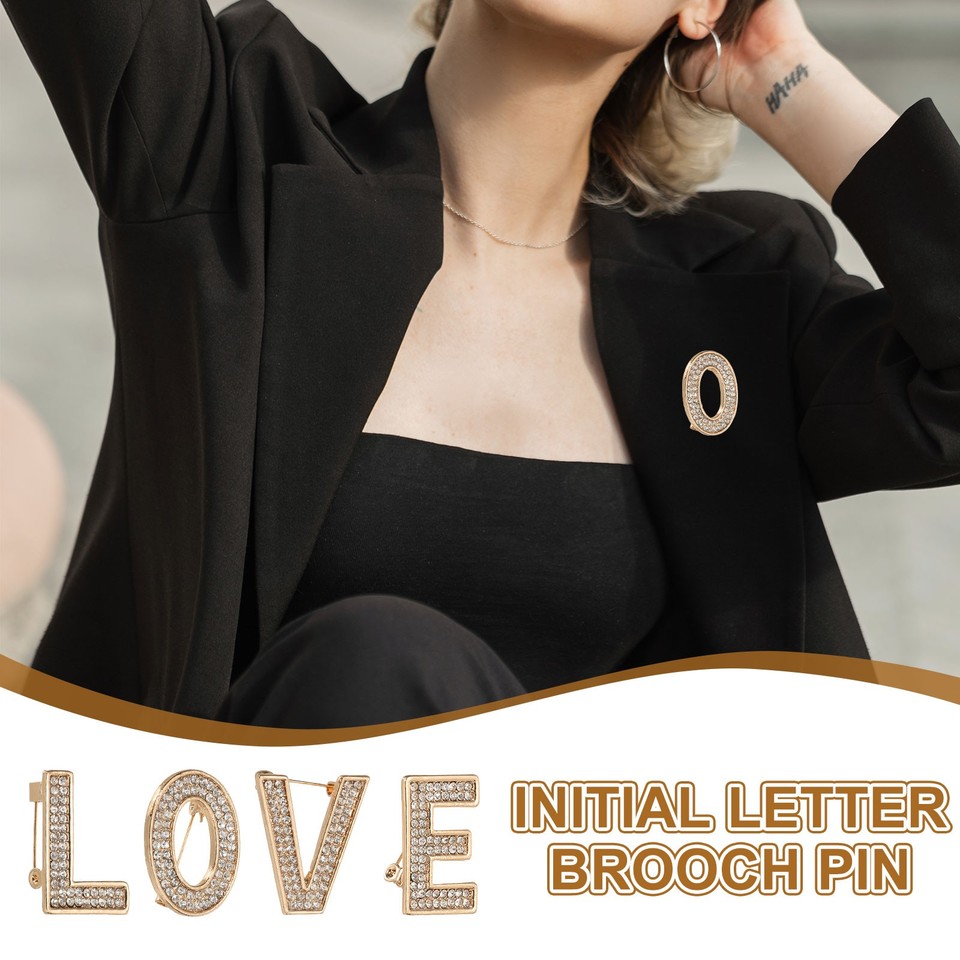 Initial Letter Brooch Pin, Letter P Rhinestone Brooches for Women Men ...