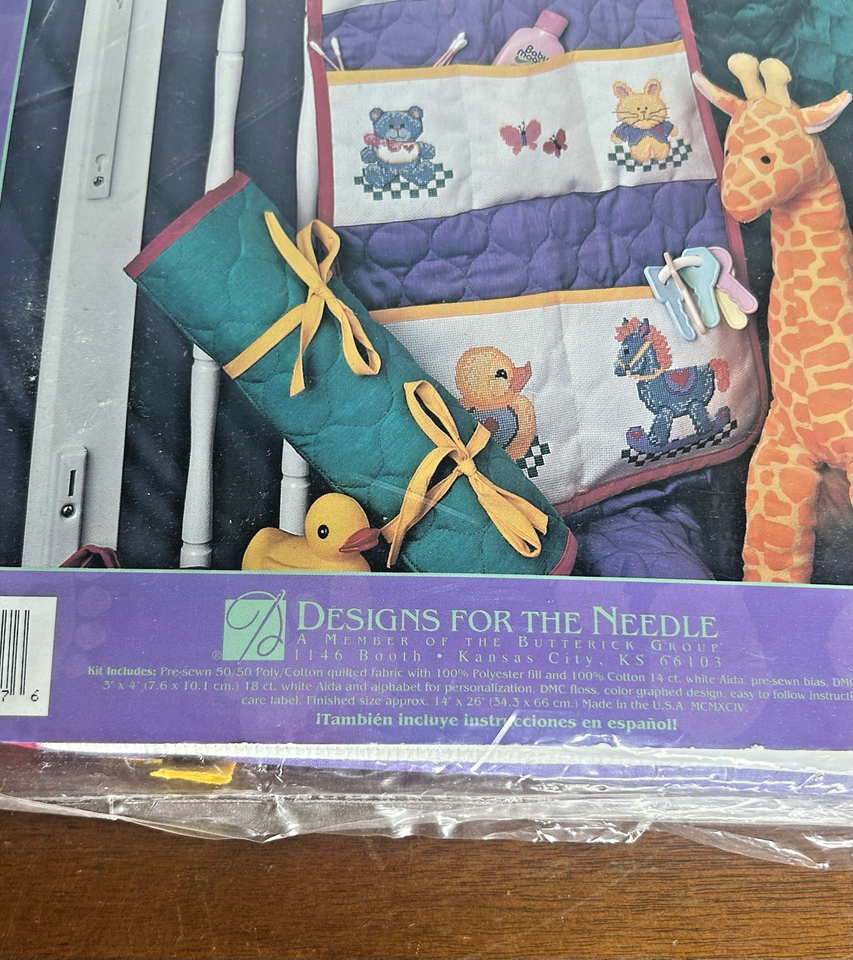 Vtg Baby Steps Animal Cross Stitch Kit Travel Organizer Nursery Decor ...