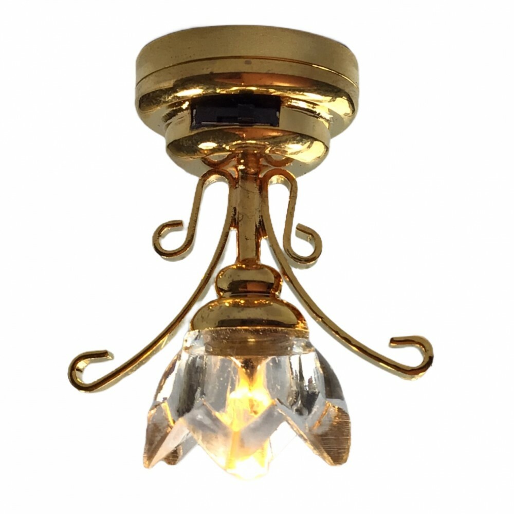 Dollhouse Miniature Battery Light Hanging Ceiling Lily Flower Lamp 1:12 ...