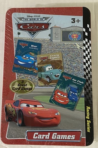 Disney Pixar The World of Cars Card Games Tin Box 3 Games go Fish, War ...
