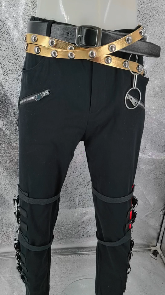 Michael Punk Skinny Pants Trousers in Black Buckle Handmade ...
