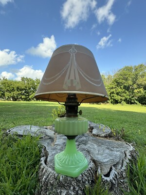 1936 Corinthian Model B Aladdin Jadite Milk Glass Lamp ALL ORIGINAL ...