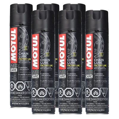 Motul Set of 6 C4 Chain Lubes Factory Line Spray 9.3oz. for O-Z-X ring ...