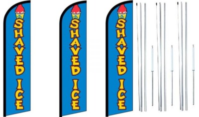Shaved Ice Windless Flag With Hybrid Pole set 3 pack | eBay