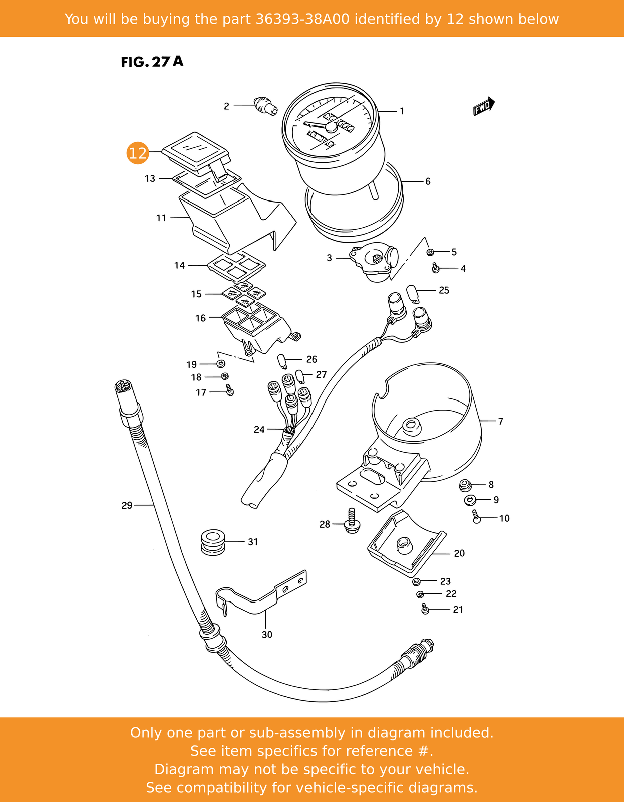 NOS SUZUKI 1986-93 INTRUDER 1400 800 750 NOS PILOT BULB LENS 36393 ...