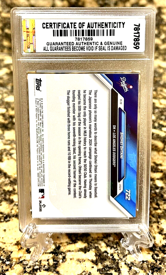 SHOHEI OHTANI 2024 TOPPS NOW 1st MLB 50/50 Season GRADED GEM-MT 10 #722 ...