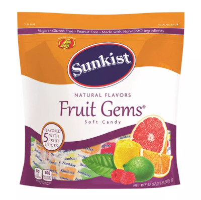 Jelly Belly Sunkist Fruit Gems Soft Candy 2 lbs Assorted Flavors (NO ...