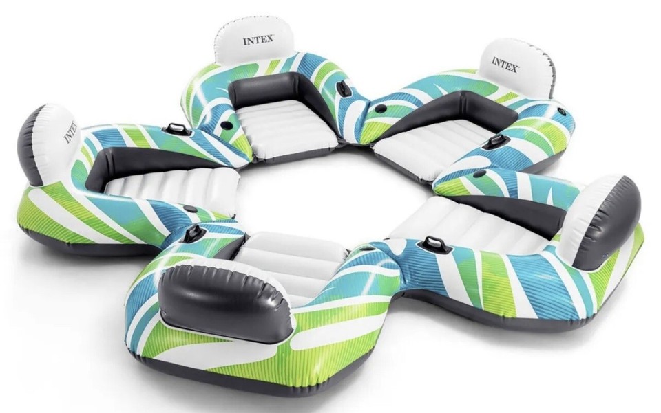 GIANT 5-Person River Raft Floating Party Island Inflatable 125” x 120 ...